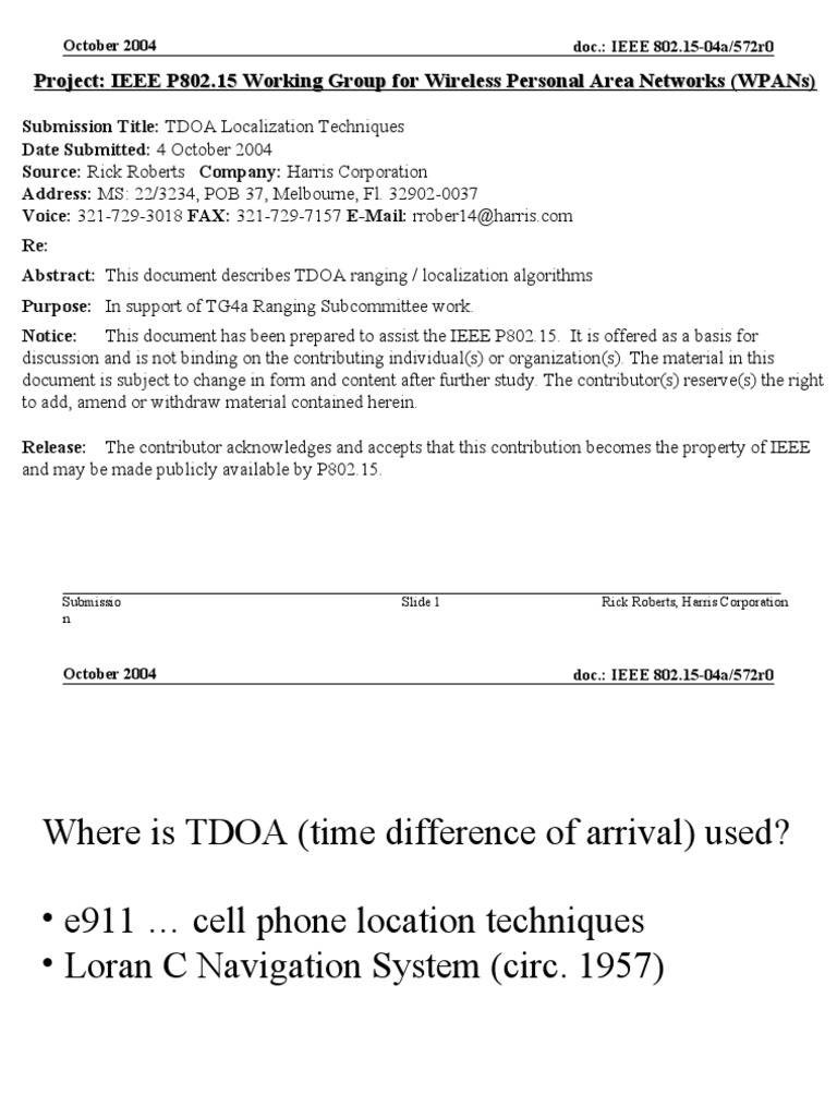 TDOA Localization-Techniques | PDF | Transmitter | Wireless