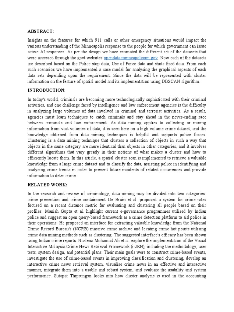 Analyzing Crime Data Through Spatial Clustering: Implementing DBSCAN to ... Analyzing Crime Data Through Spatial Clustering: Implementing DBSCAN to ...
