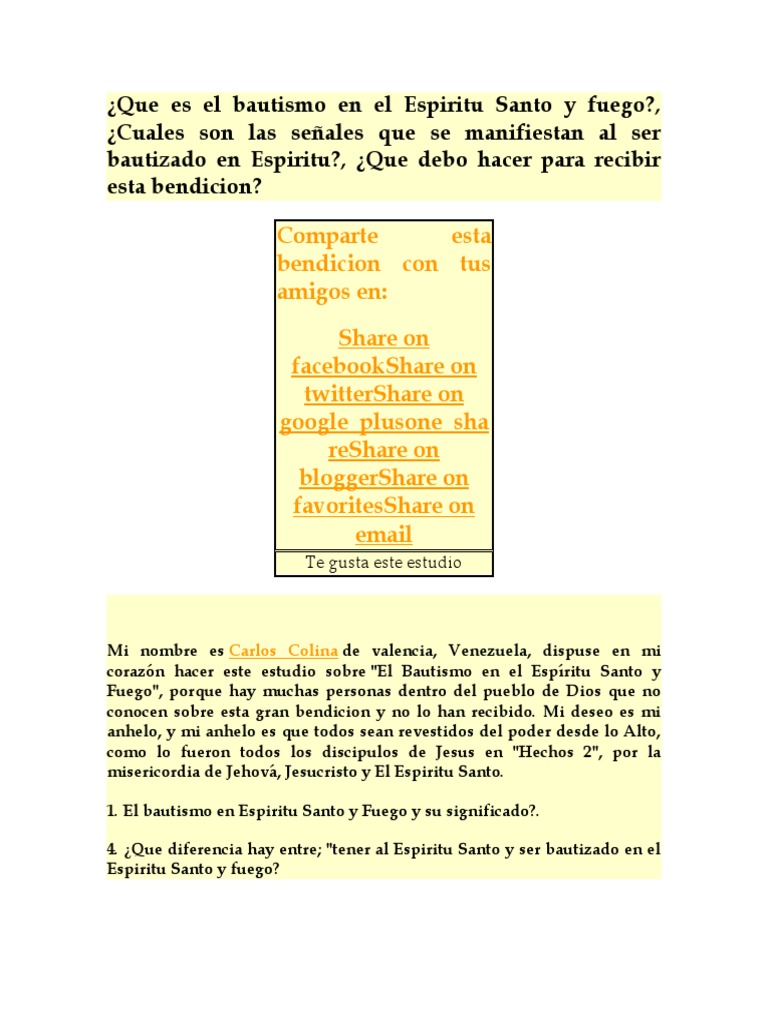 Que Es El Bautismo en El Espiritu Santo y Fuego | PDF | Bautismo | Bautismo Con El Espiritu Santo