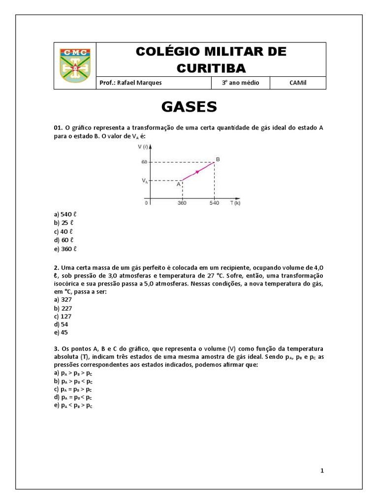 GASES | PDF | Gases | Termodinâmica