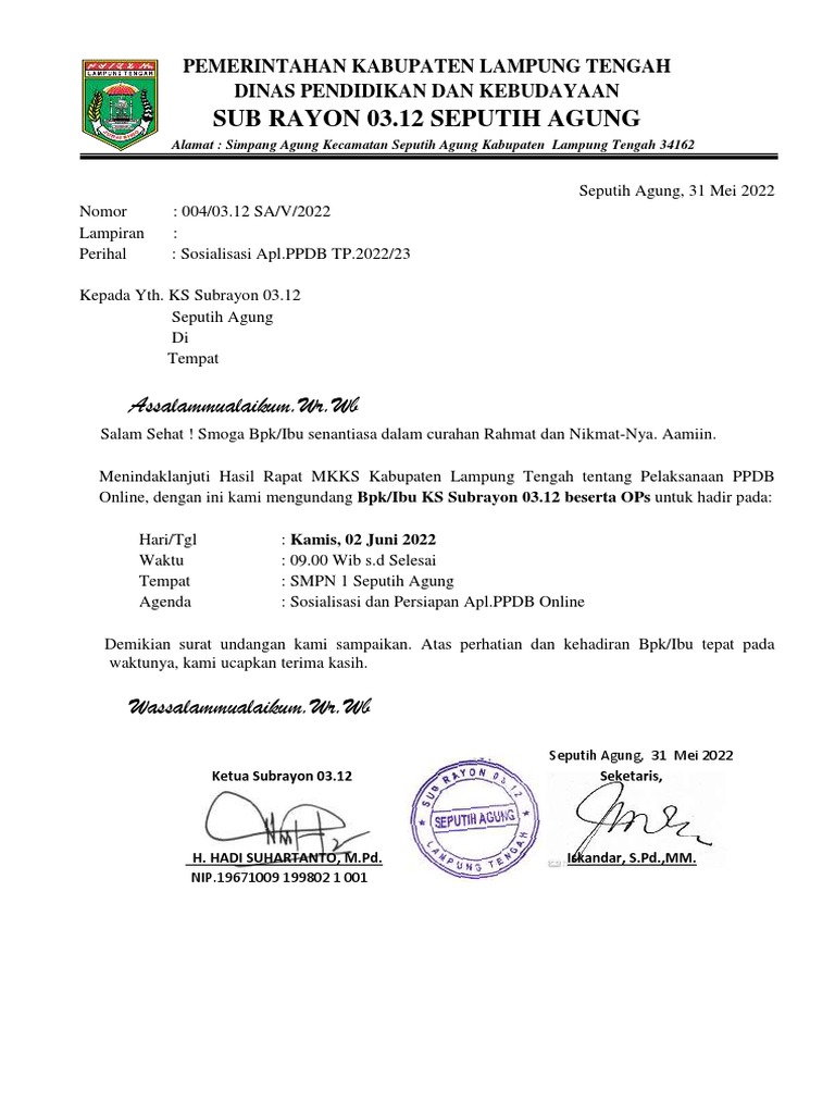 Undangan Sosialisasi PPDB | PDF