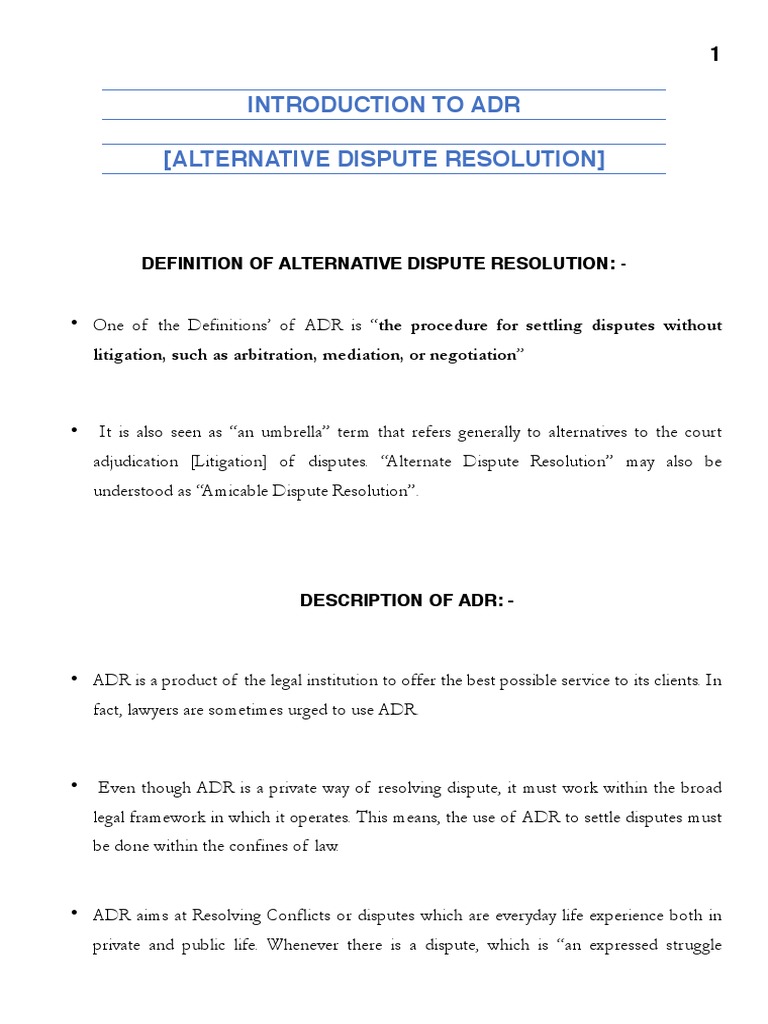 Adr Notes | PDF | Alternative Dispute Resolution | Arbitration