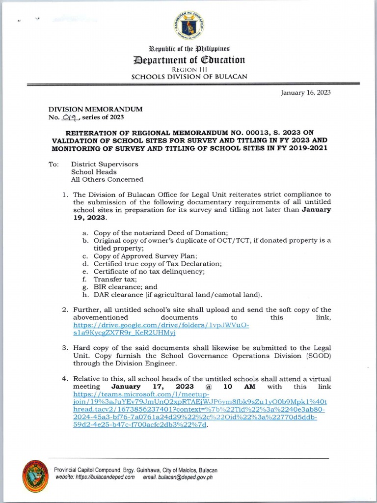 DEPED MEMO No 019 S 2023 | PDF