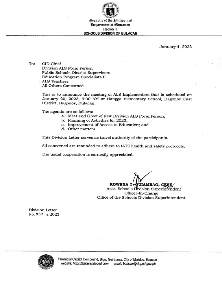 Div Letter No. 003 S. 2023 | PDF