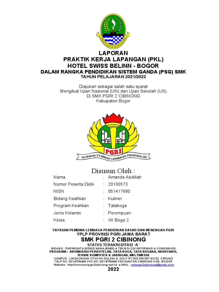 LAPORAN PKL Tata Boga | PDF