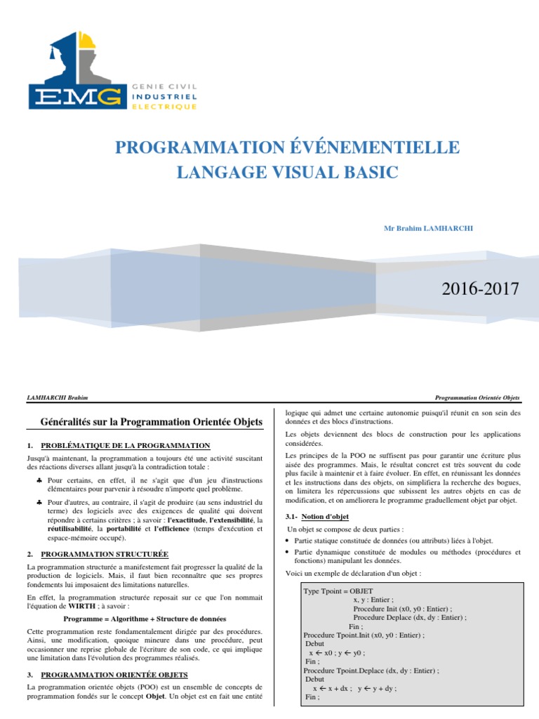 Programmation Orientée Objets en VB | PDF | Programmation informatique | Interface (Informatique)
