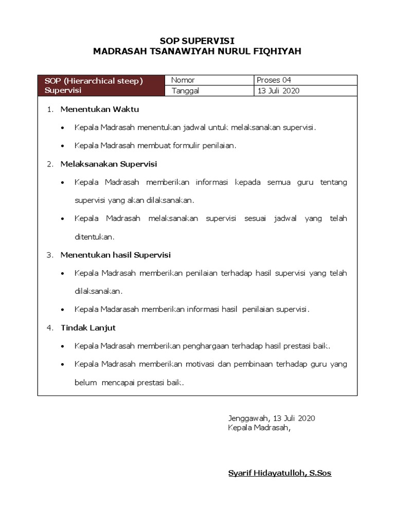 Sop Supervisi | PDF