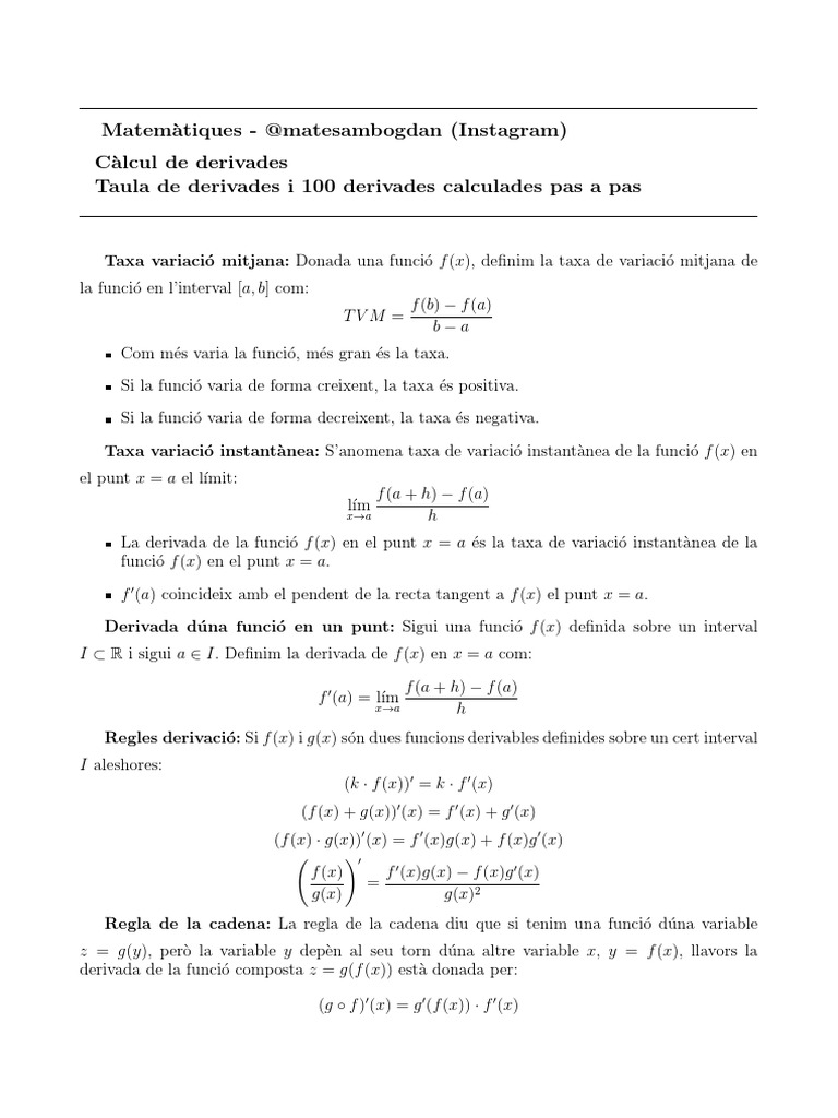 Derivades de 100 Funcions | PDF