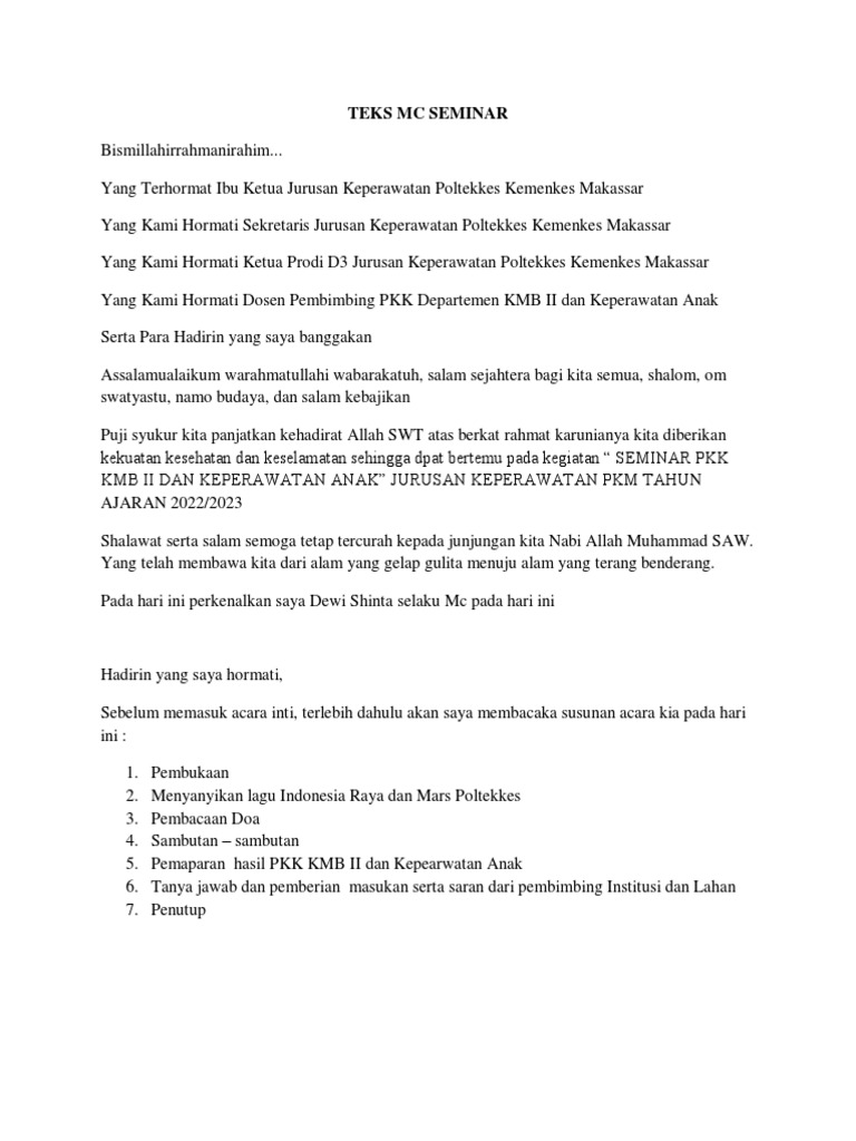 Teks MC Seminar | PDF