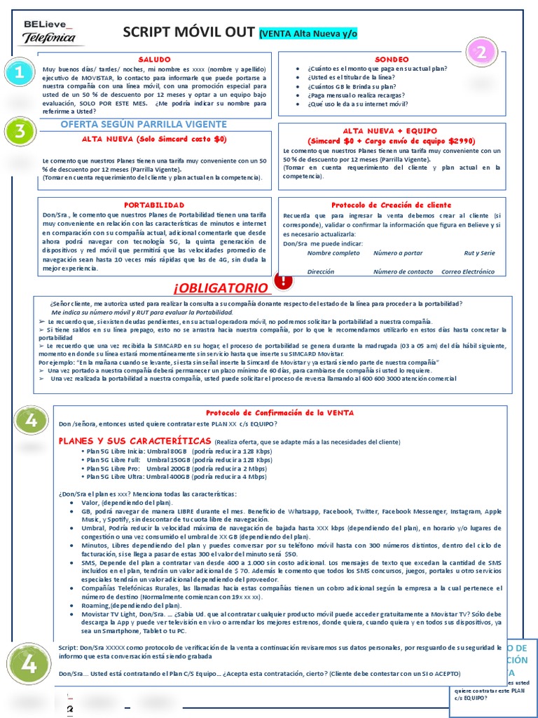 Script de Venta | Descargar gratis PDF | Teléfonos móviles | Telecomunicaciones