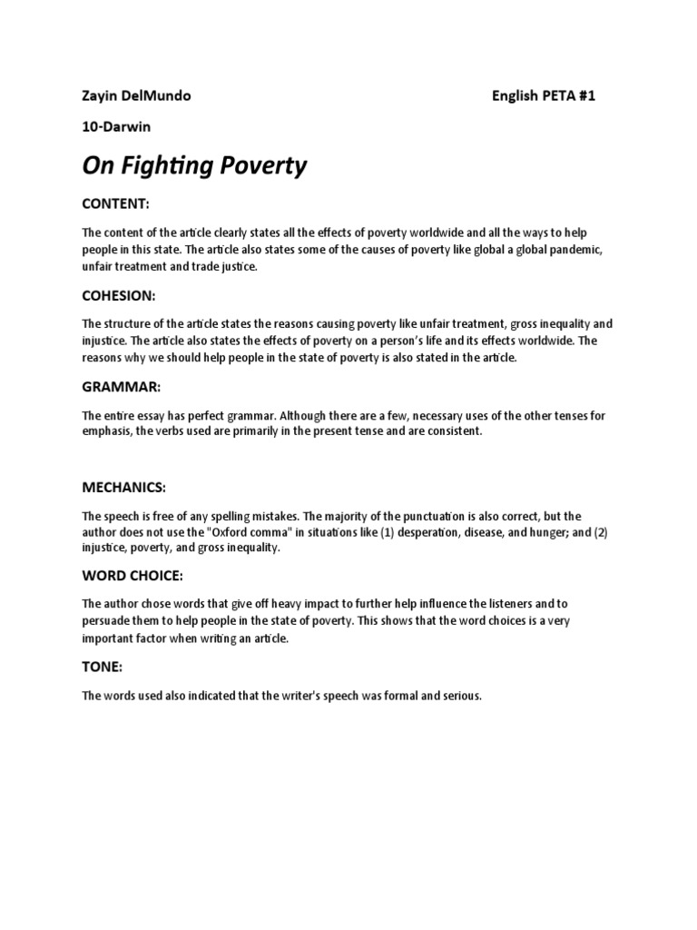 On Fighting Poverty | PDF On Fighting Poverty | PDF