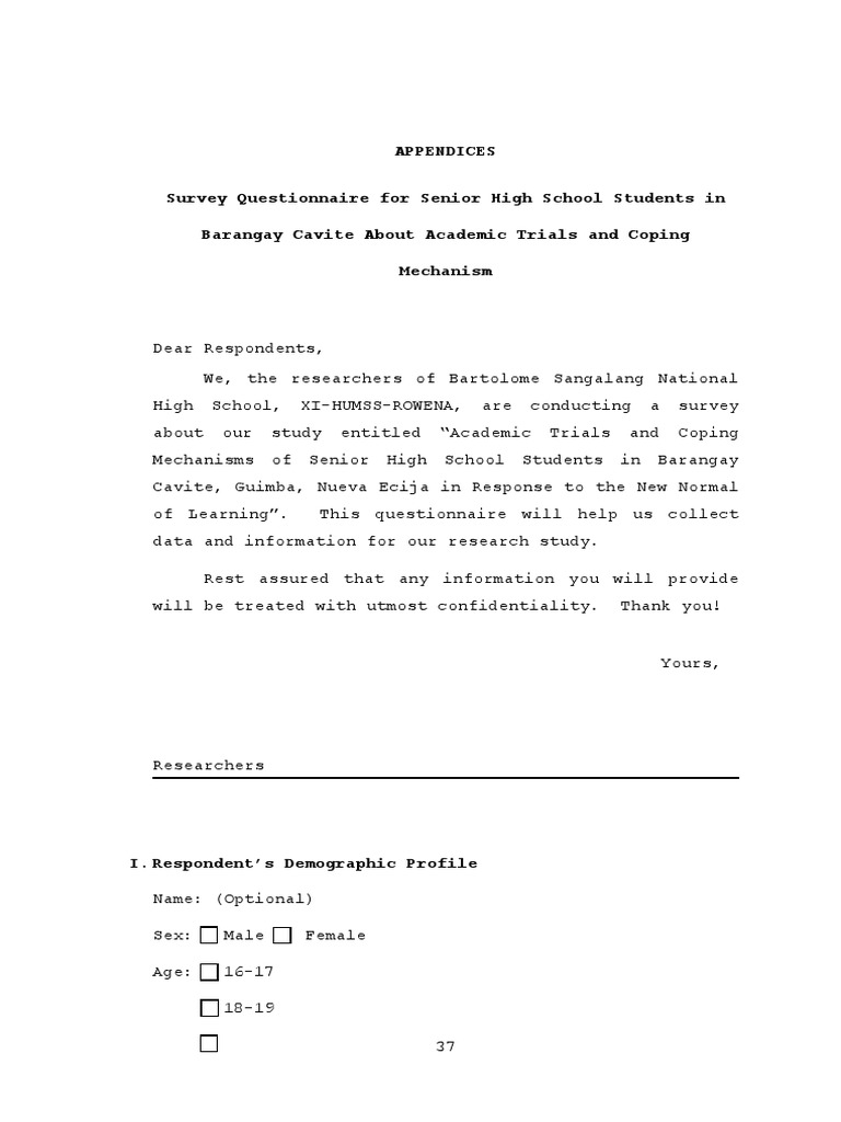 Research Appendices | Download Free PDF | Stress (Biology) | Hobbies