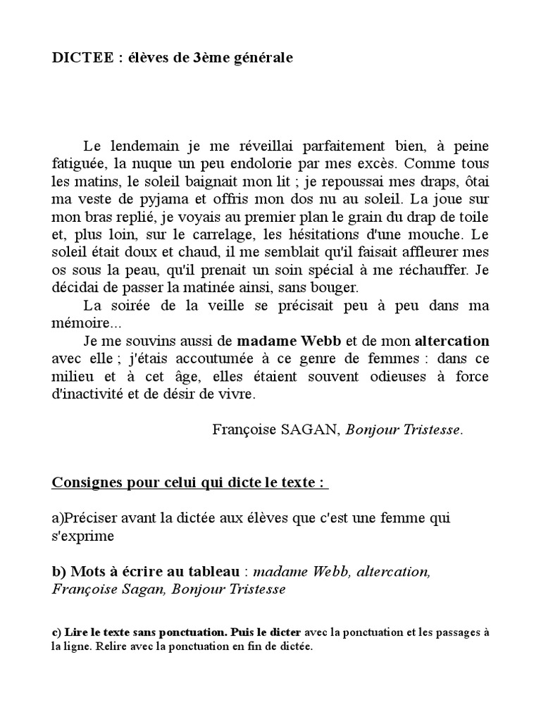 Dictee 3eme | PDF | Jeunes adultes