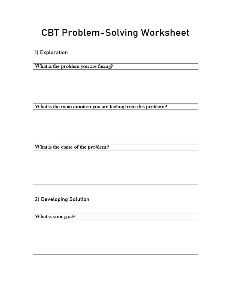 CBT Problem-Solving Worksheet | PDF