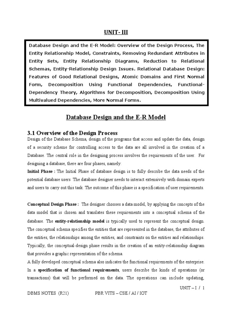DBMS Unit 3 Notes - R21 | PDF