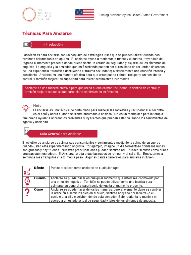 Spanish - Grounding Technique Handout 4-22 | PDF | Ansiedad | Las emociones