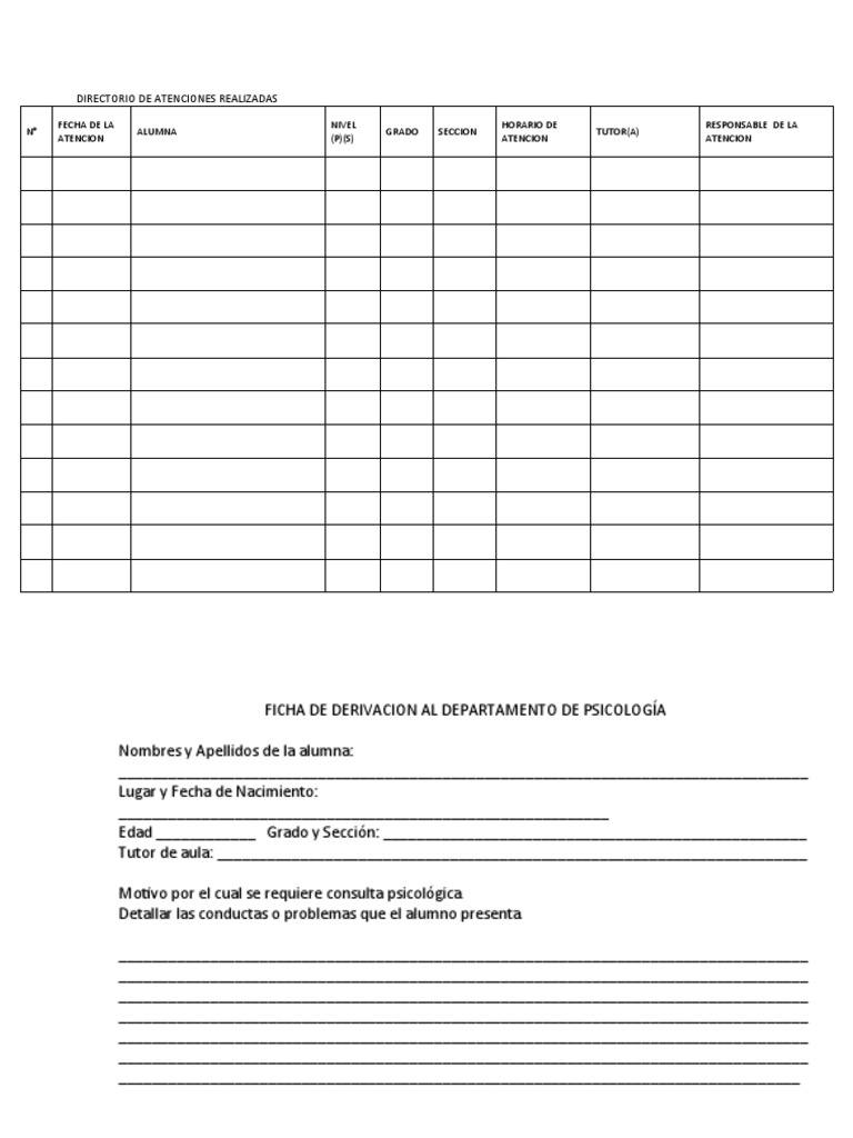 Ejemplos de Fichas de Registro Escolar | PDF