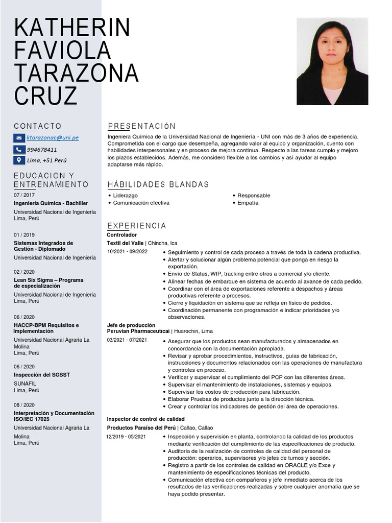 CVKatherin Faviola Tarazona Cruz | PDF | Perú | Lima