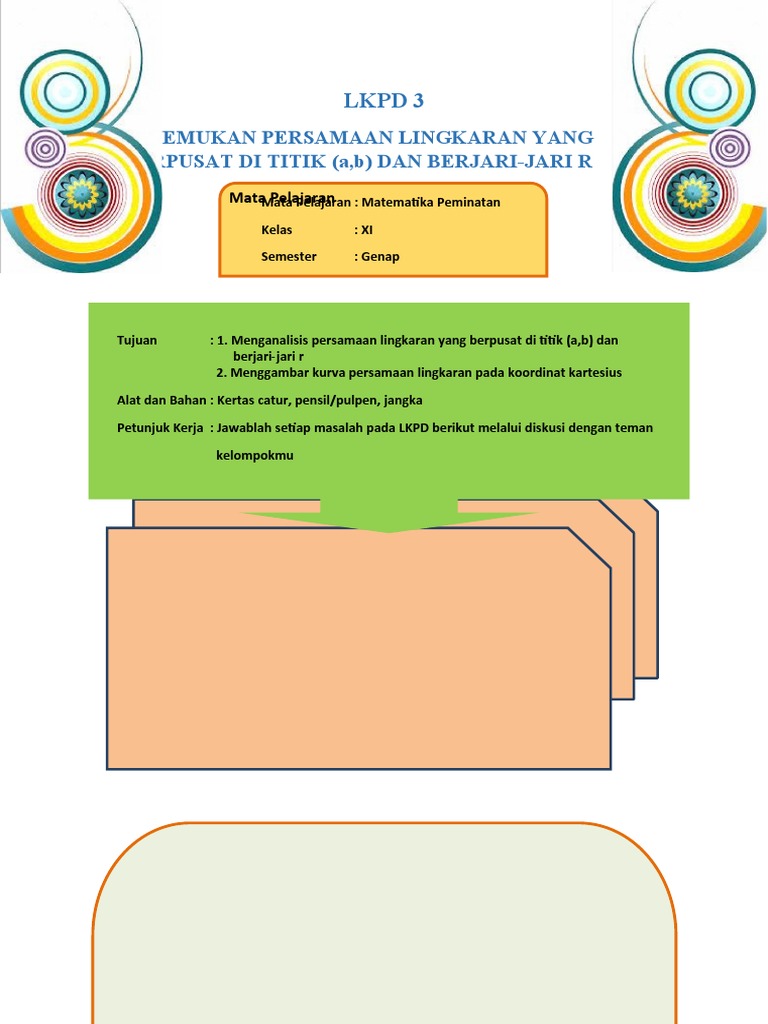 LKPD 3 Persamaan Lingkaran Pusat (A, B) | PDF