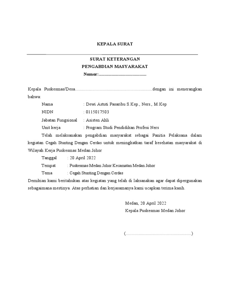 Contoh Surat Pengabdian Masyarakat | PDF