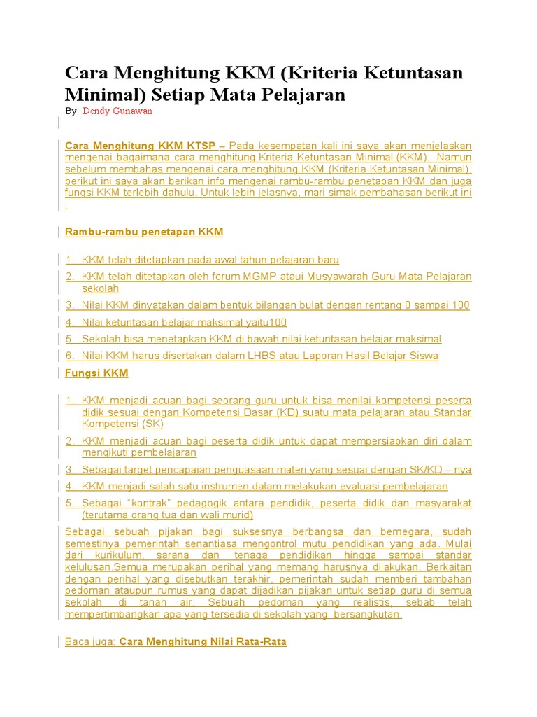 Cara Menghitung KKM | PDF