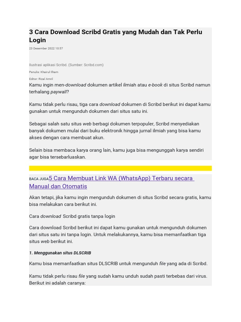 3 Cara Download Scribd Gratis Yang Mudah Dan Tak Perlu Login | PDF