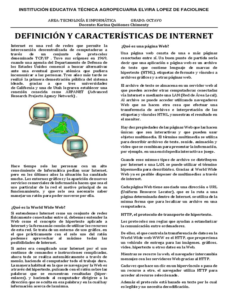Definición y Caracteristicas de Internet | PDF | Red mundial | Internet ...