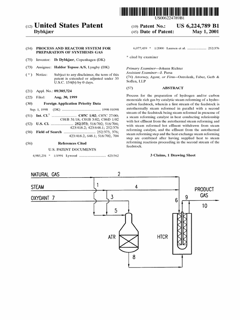 Syngas Composition FIX Haldor Topsoe US6224789B1 | PDF | Chemical ...