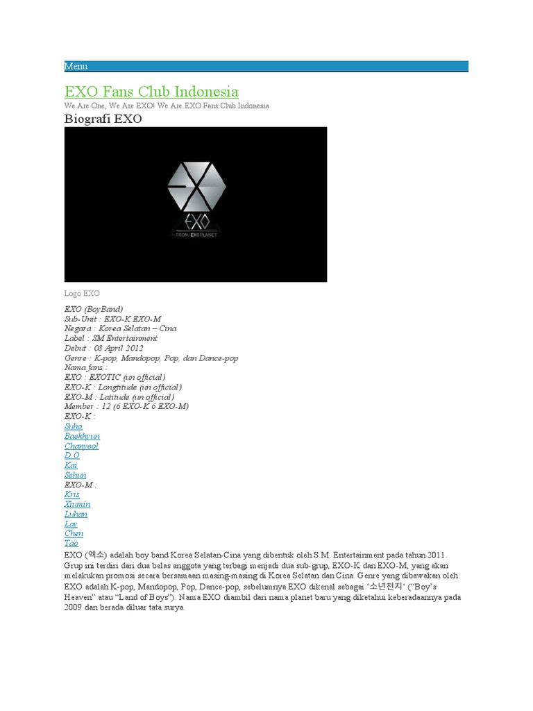 Sejarah dan Debut EXO: Fandom EXOTIC | PDF | Seni