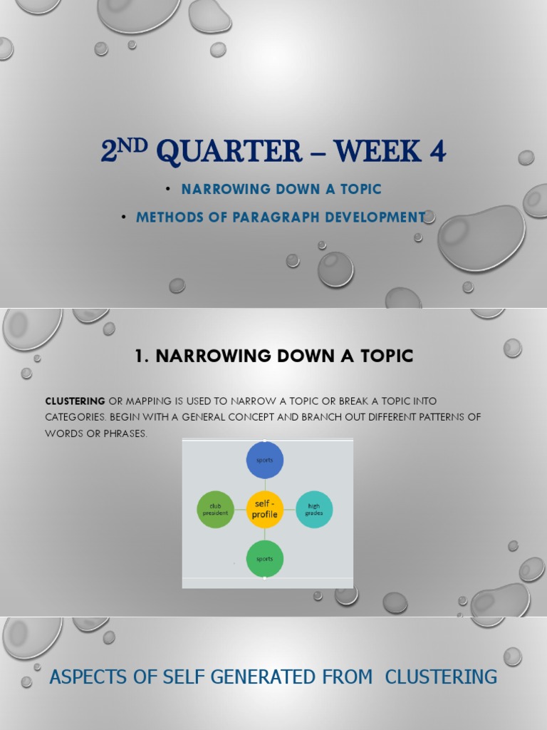 Q2 W4 LECTURE SLIDES Narrowing Down A Topic and Paragraph Development 2 ...