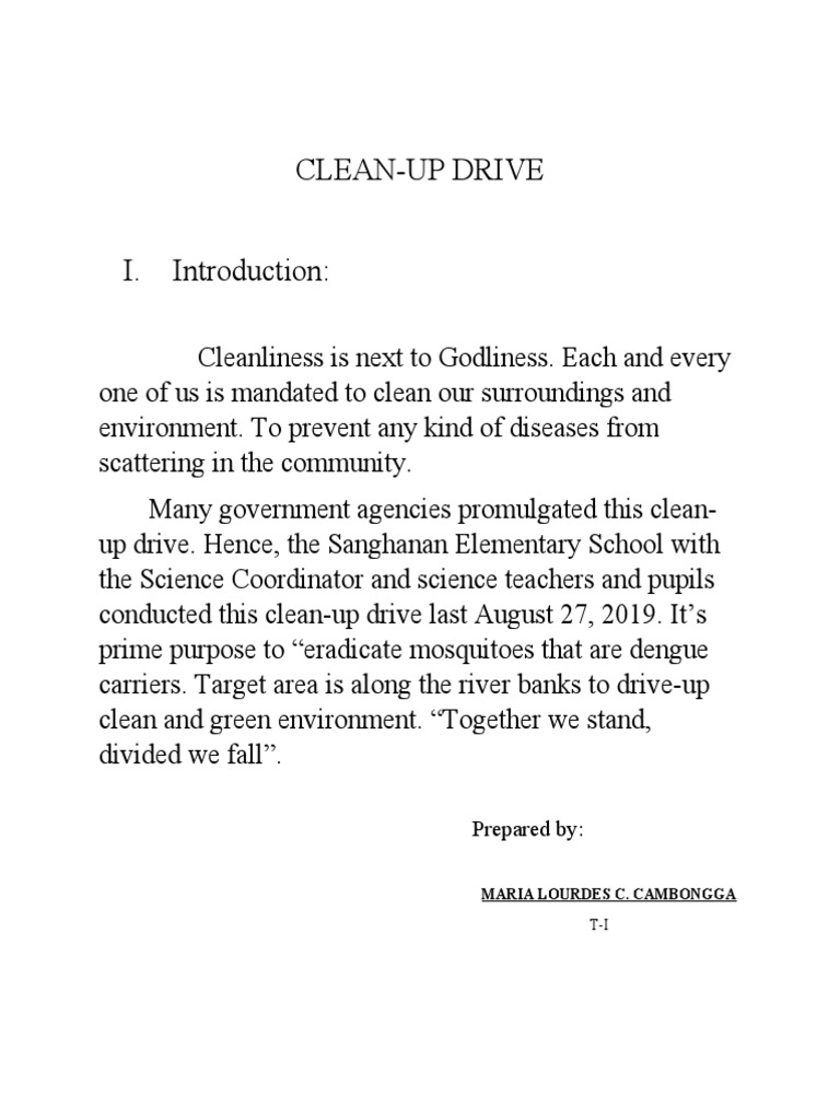 Narrative Report of Clean-Up Drive | PDF | Science & Mathematics