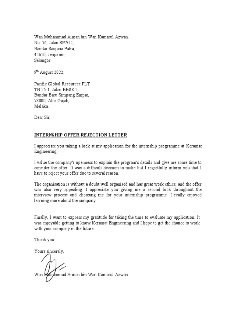 Rejection Letter | PDF