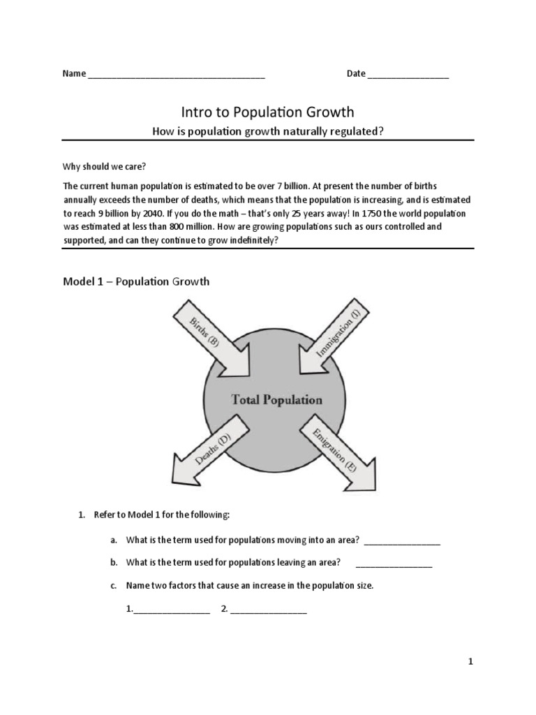population growth worksheet | PDF | Logistic Function | Population Growth