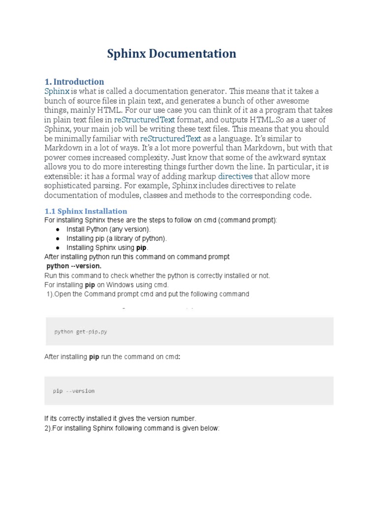 Sphinx Documentation | PDF | Directory (Computing) | Command Line Interface