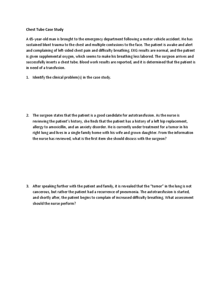 Chest Tube Case Study 2 Student Version | PDF
