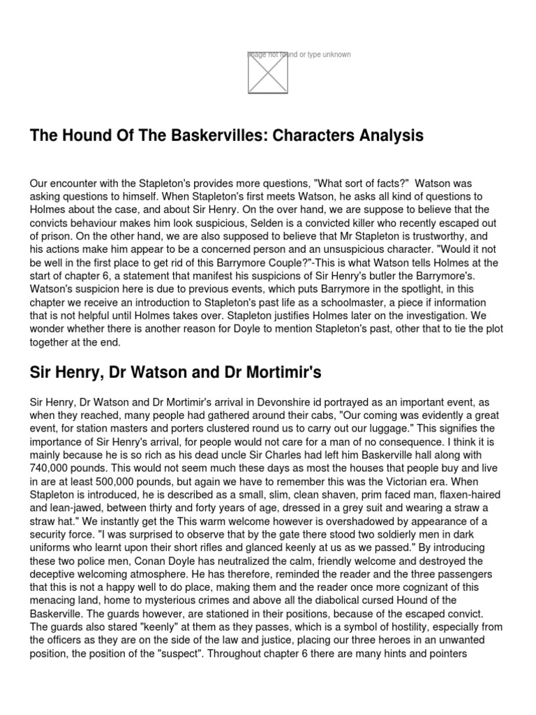The Hound of The Baskervilles Characters Analysis | PDF | Dr. Watson | The Hound Of The Baskervilles