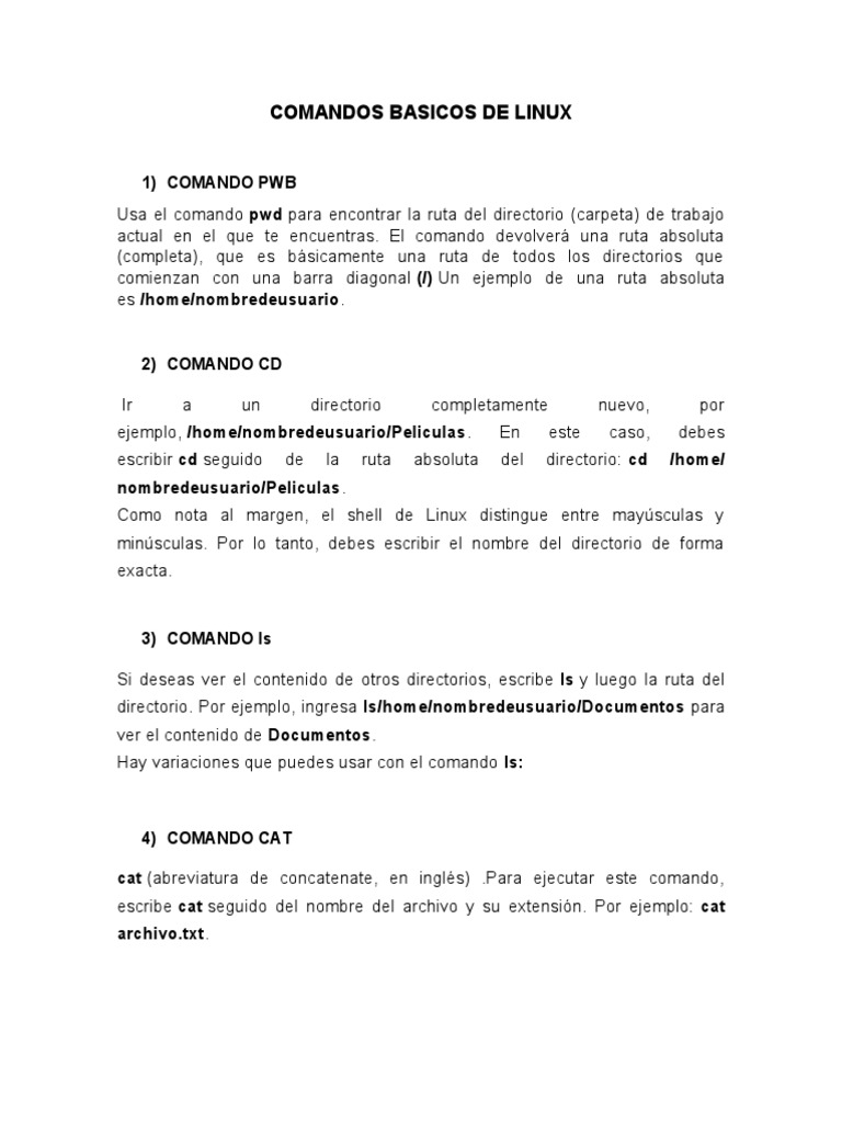 COMANDOS BASICOS DE LINUX | PDF | Archivo de computadora | Interfaz de ...