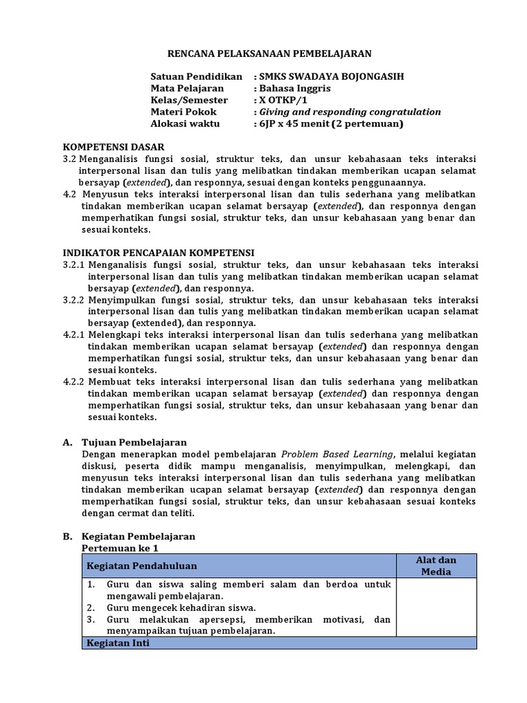 RPP 3.2 - Congratulation | PDF