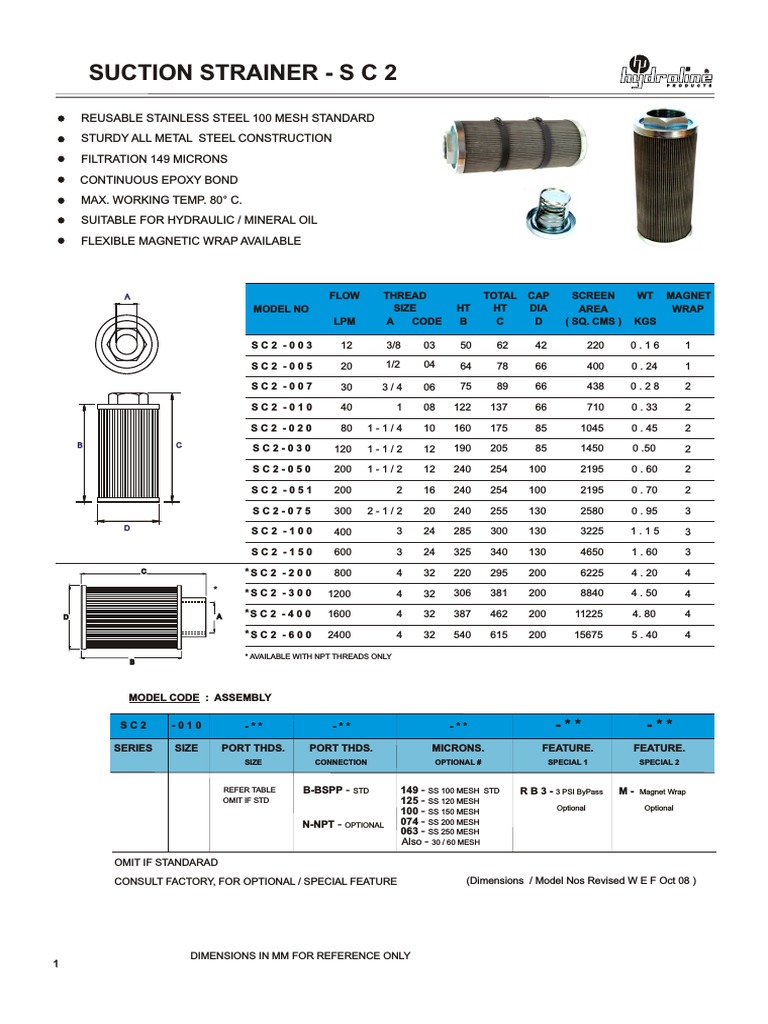 REUSABLE STAINLESS STEEL 100 MESH SUCTION STRAINER | PDF | Equipment ...