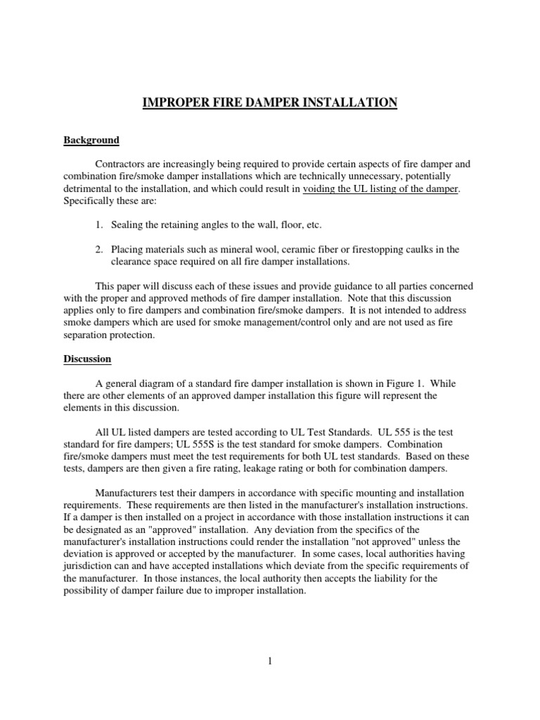 Improper Fire Damper Installation: Understanding Requirements and ...