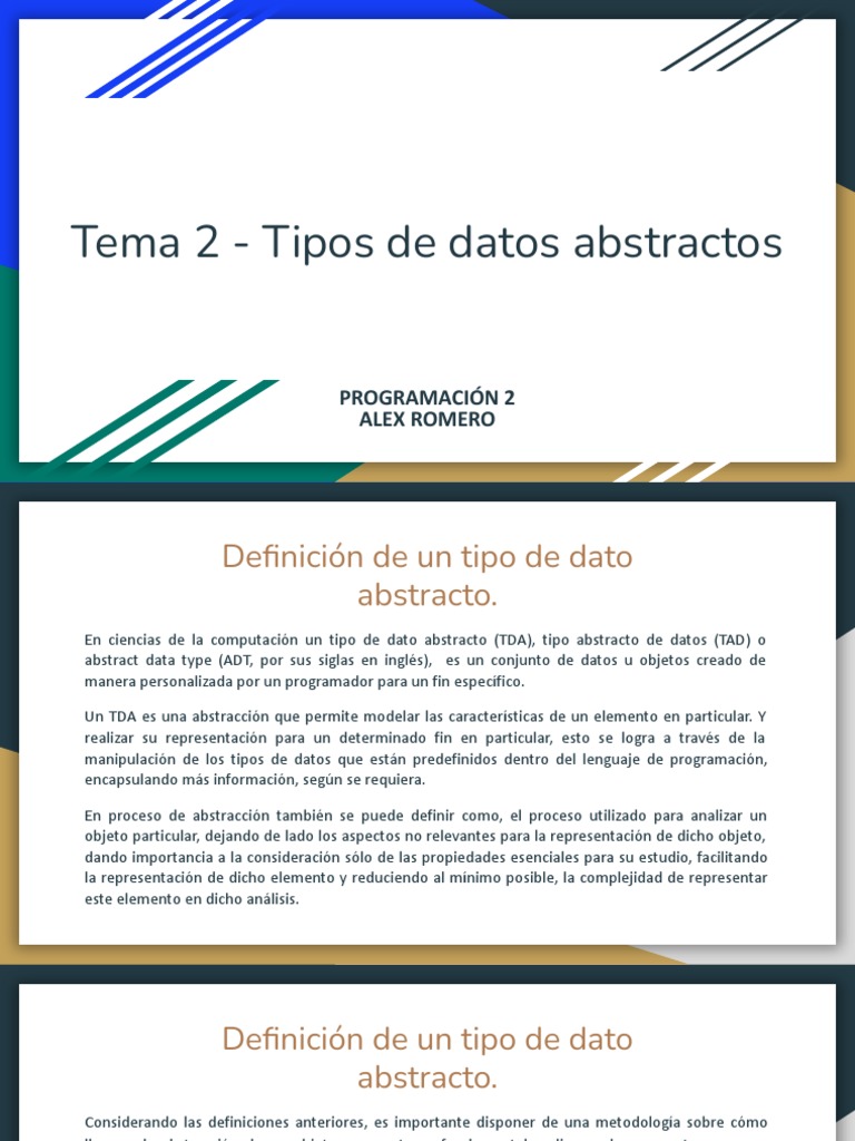 Tema 2 - Tipos de Datos Abstractos | PDF | Abstracción | Objeto (informática)