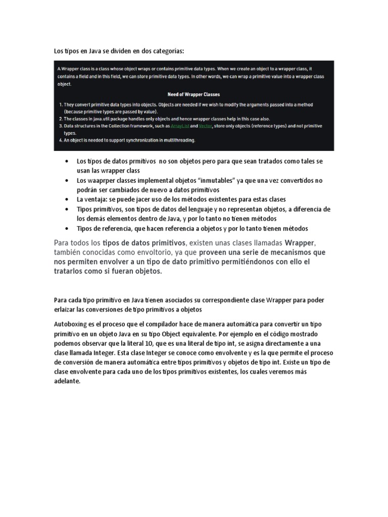 Los Tipos en Java Se Dividen en Dos Categorías | PDF | Java (lenguaje ...
