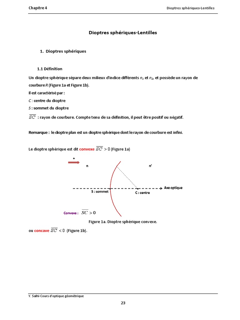 Optique Dioptres Sphériques Lentilles | PDF | Radiation ...