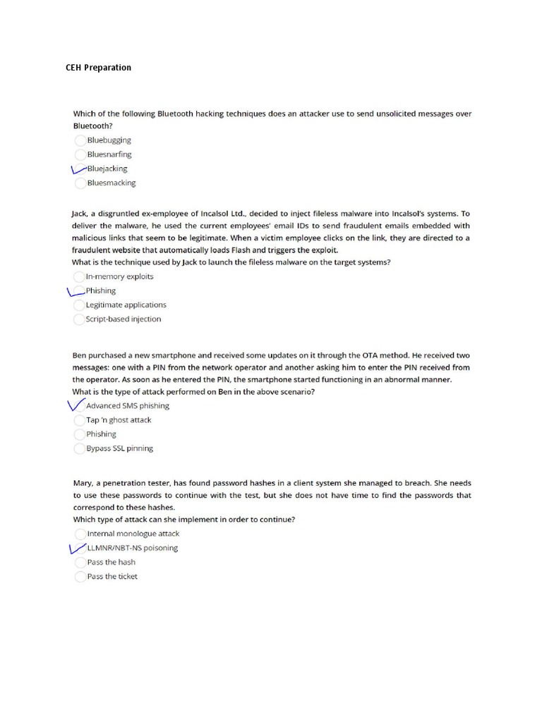 Past CEH Preparation Sample Questions | PDF | Computer Network ...