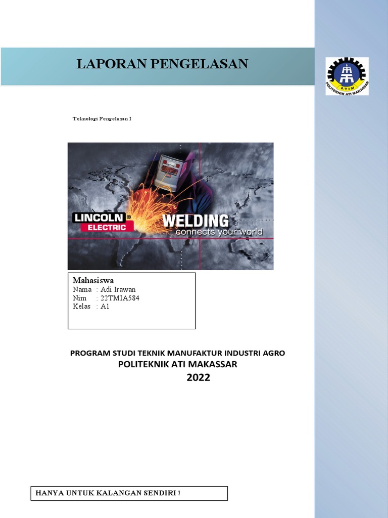 Laporan Pengelasan Adi Irawan 22TMIA584 | PDF | Sains & Matematika | Komputer
