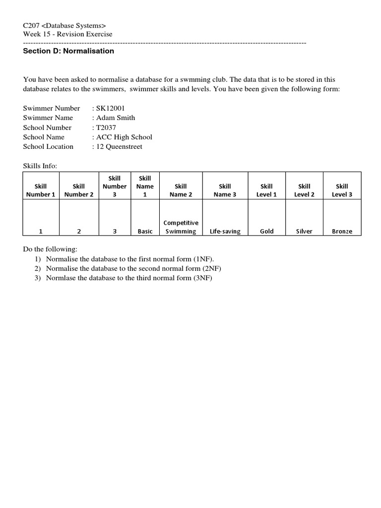 C207 - Normalisation Revision Exercise | PDF | Information Retrieval ...