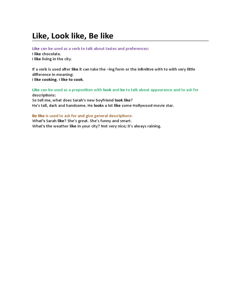 Like - Be Like - Look Like | PDF