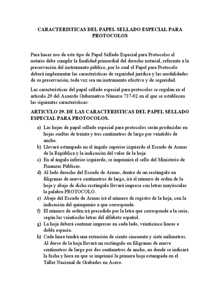 Caracteristicas Del Sellado Especial para Protocolo | PDF