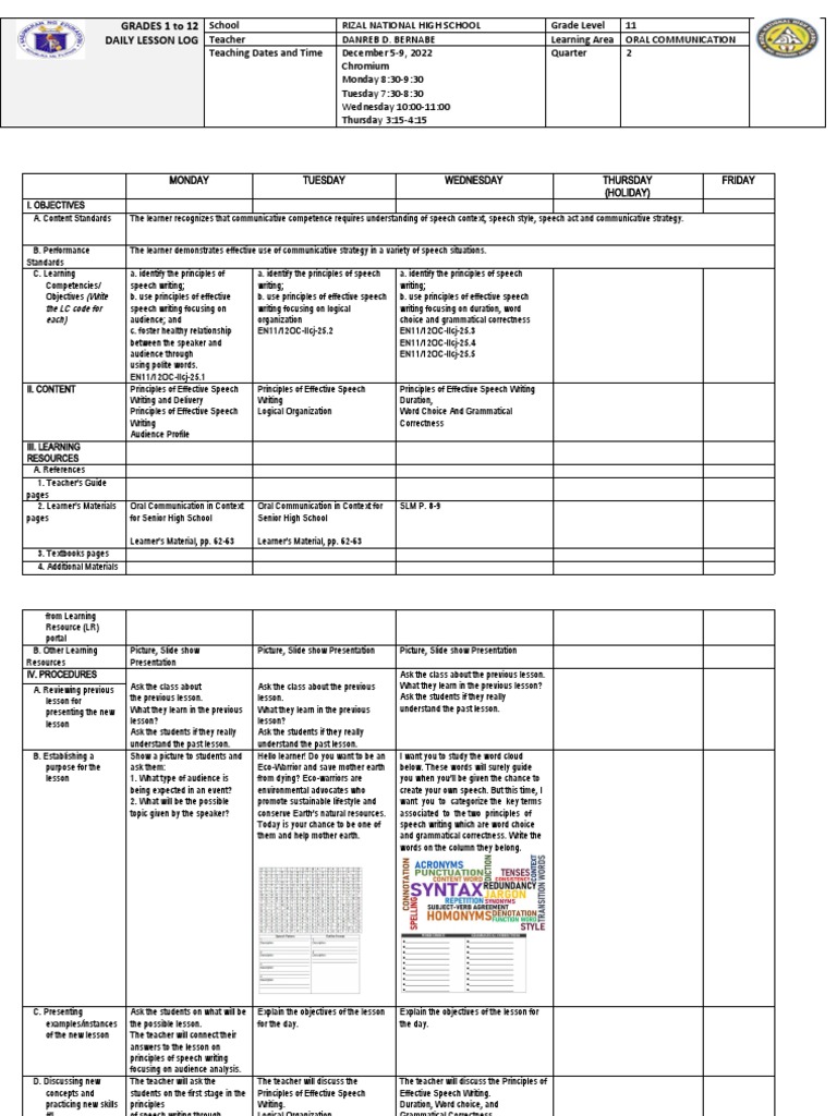 Dlp-Week 6 Oralcomm | PDF | Speech | Learning