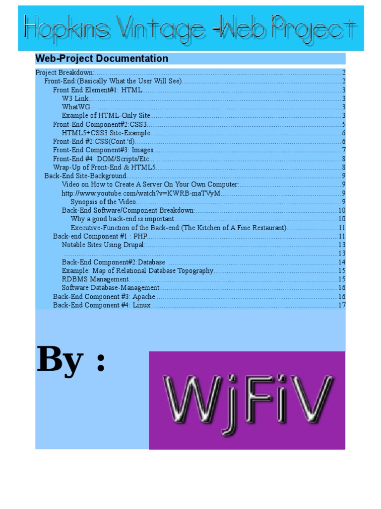 Web Project Documentation Breakdown of Front-End and Back-End ...